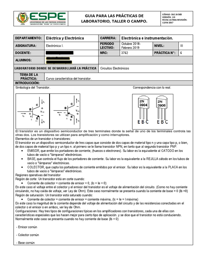 Curva BJT-practica | PDF | Transistor | Transistor de unión bipolar