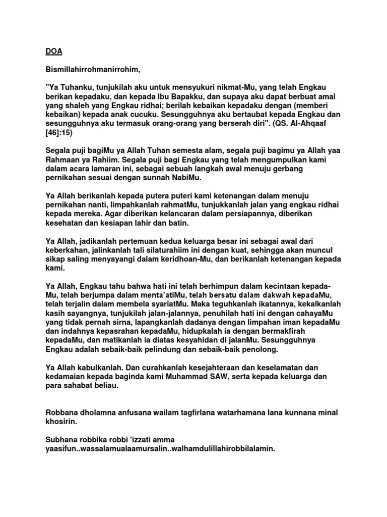 Draft Pembacaan Doa | PDF | Agama & Spiritualitas