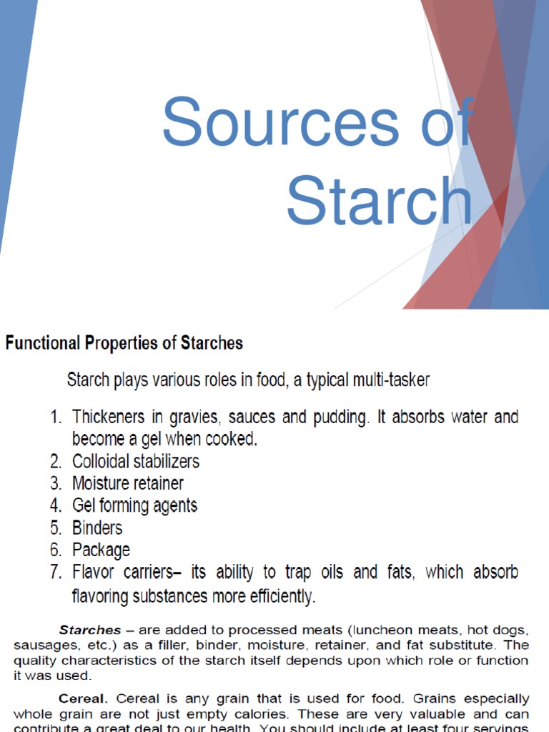 Sources of Starch | PDF | Dietary Fiber | Diet & Nutrition