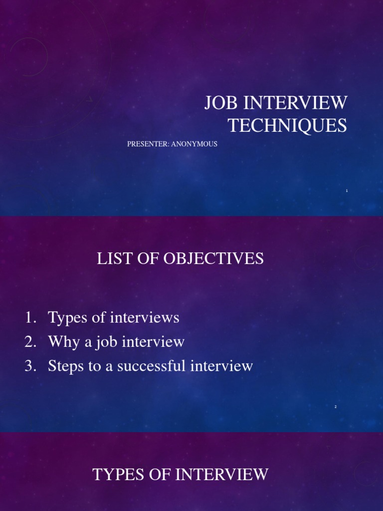 Job Interview Techniques | PDF