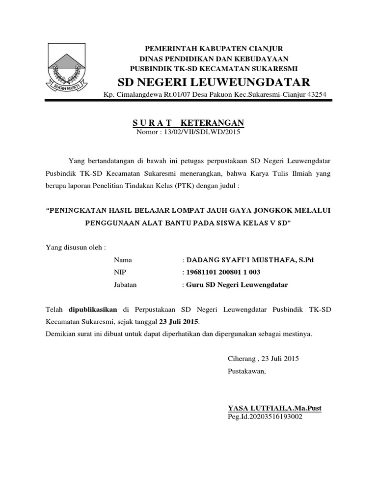 Surat Keterangan Publikasi Ilmiah | PDF