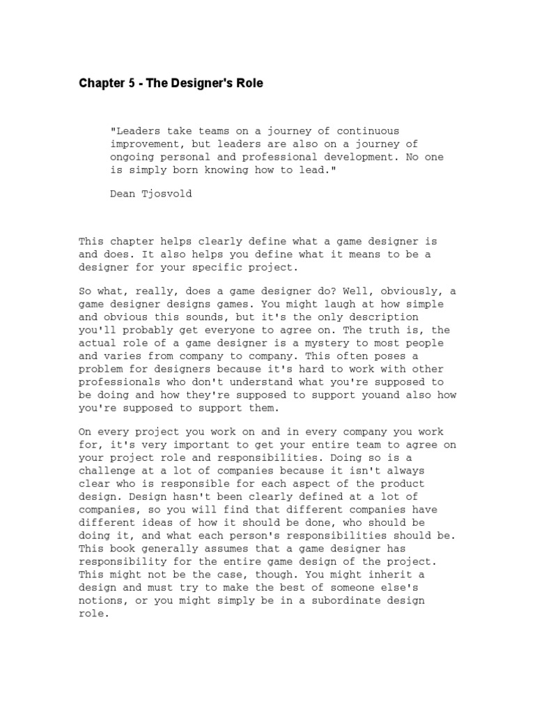 Part 3 - The Designers Role | PDF | Game Design | Video Games