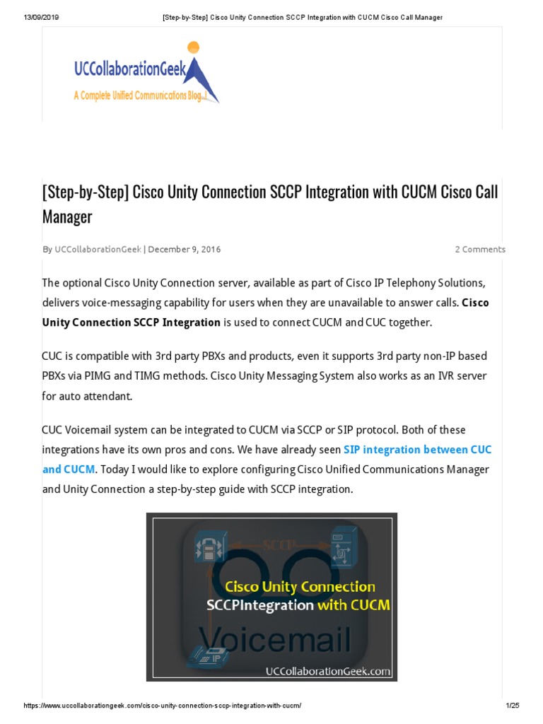 (Step-By-Step) Cisco Unity Connection SCCP Integration With CUCM Cisco ...