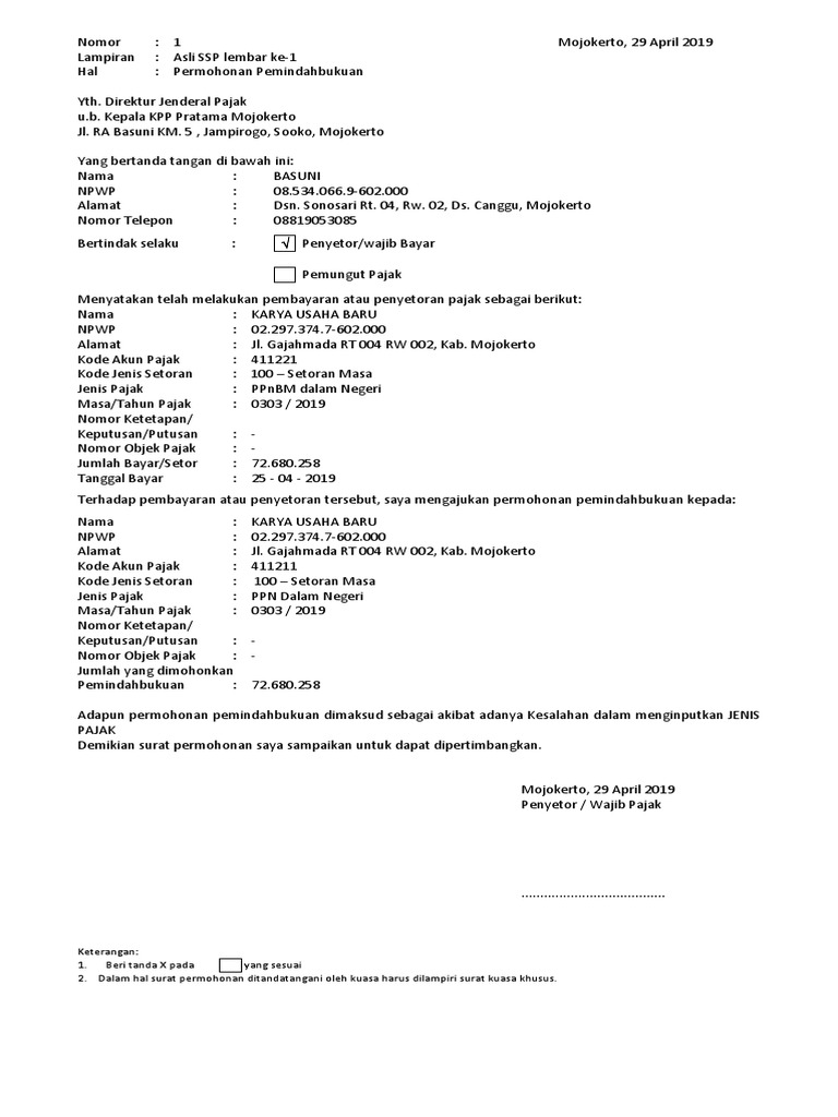 Formulir PBK Satu Tujuan | PDF