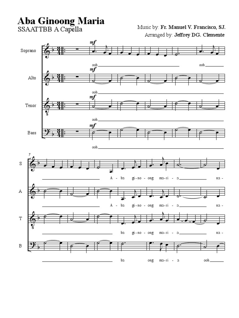 Aba Ginoong Maria SATB | PDF | Musical Instruments | Vocal Music