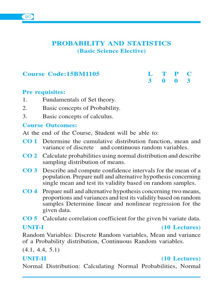 GTU Probability and Statistics Syllabus | PDF | Probability ...