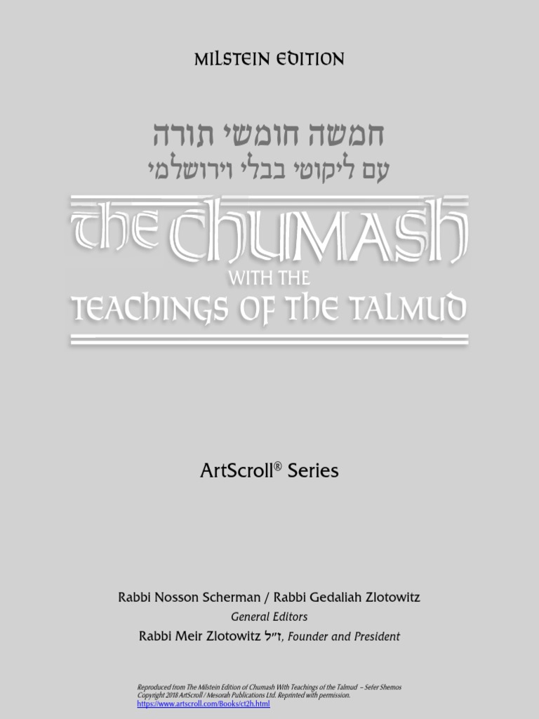 Chumash With Talmud Parashas Shemos 1 | PDF | Jewish Texts | Jewish Law