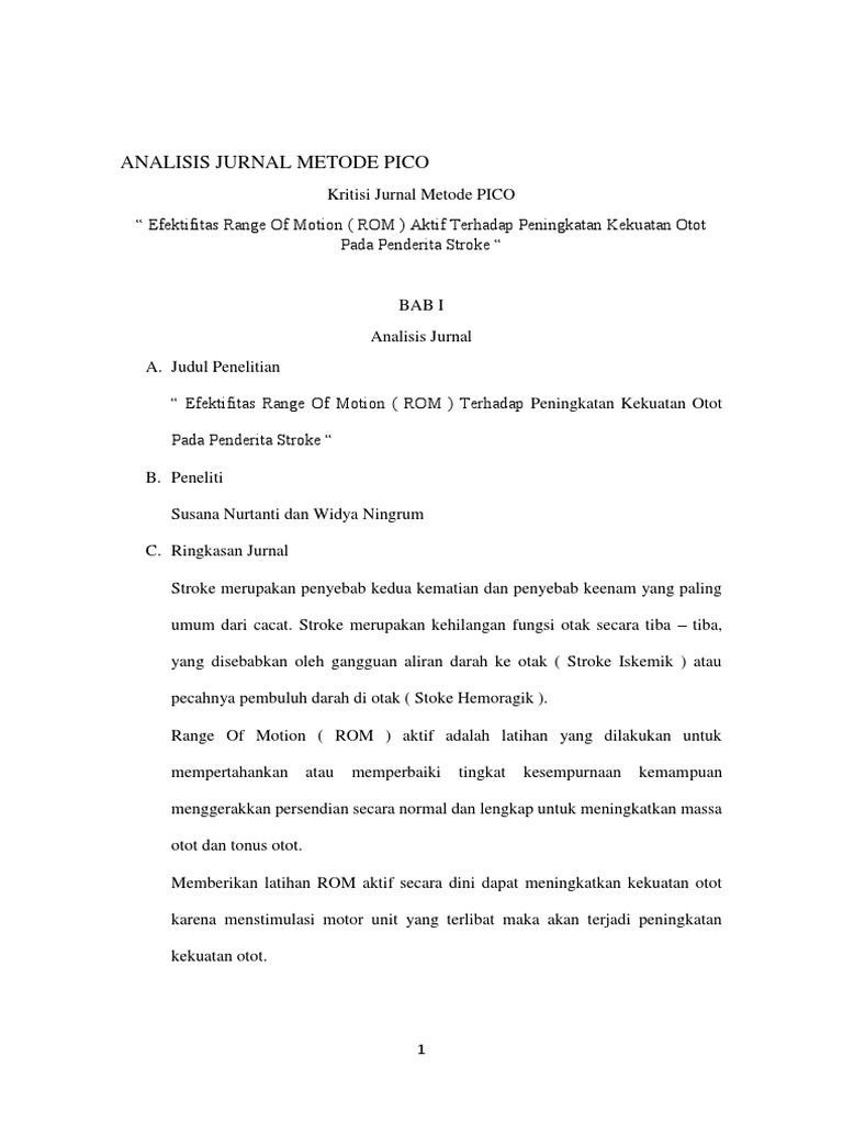 Analisis Jurnal Metode Pico Rom | PDF | Pengembangan Diri | Kesehatan ...