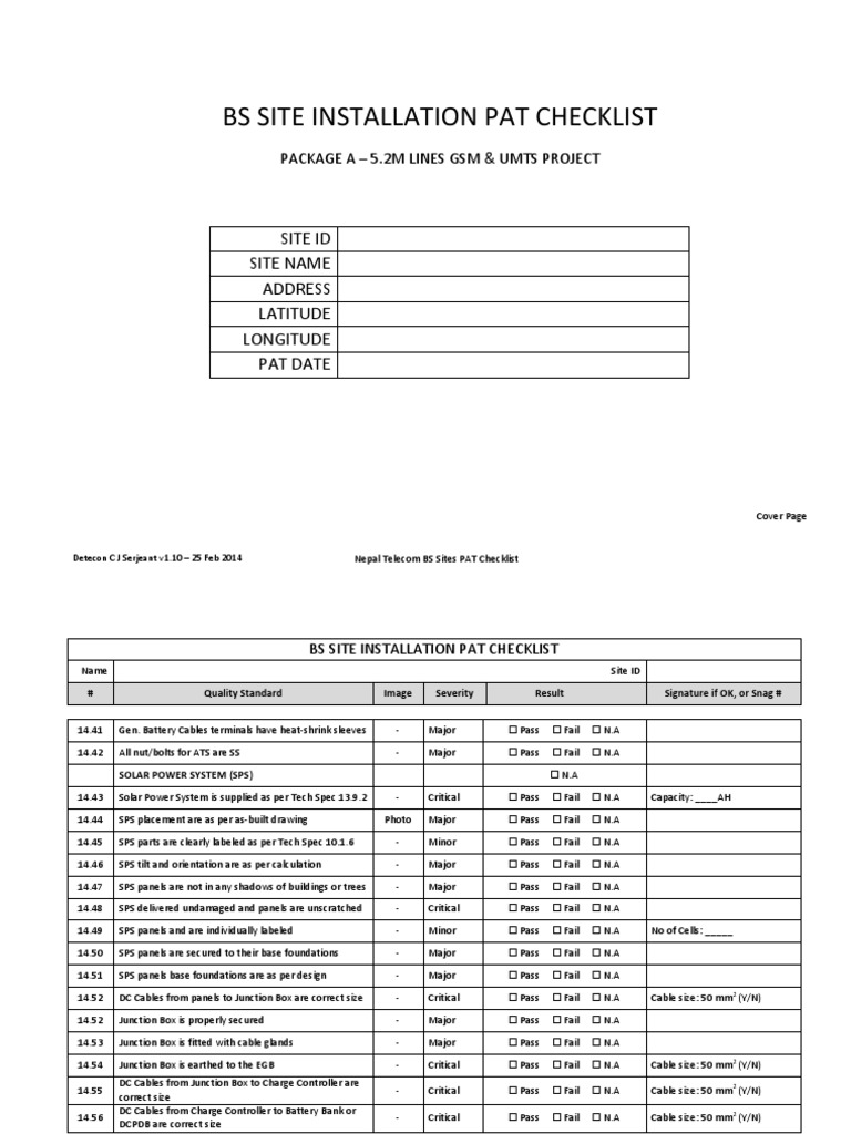 Solar Pat Checklist 111 | PDF | Mobile Telecommunications ...