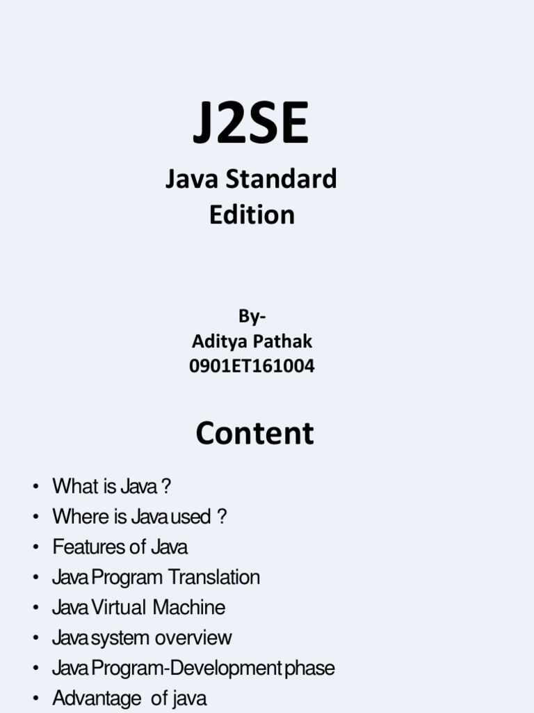 Java Standard Edition: By-Aditya Pathak 0901ET161004 | PDF | Java ...