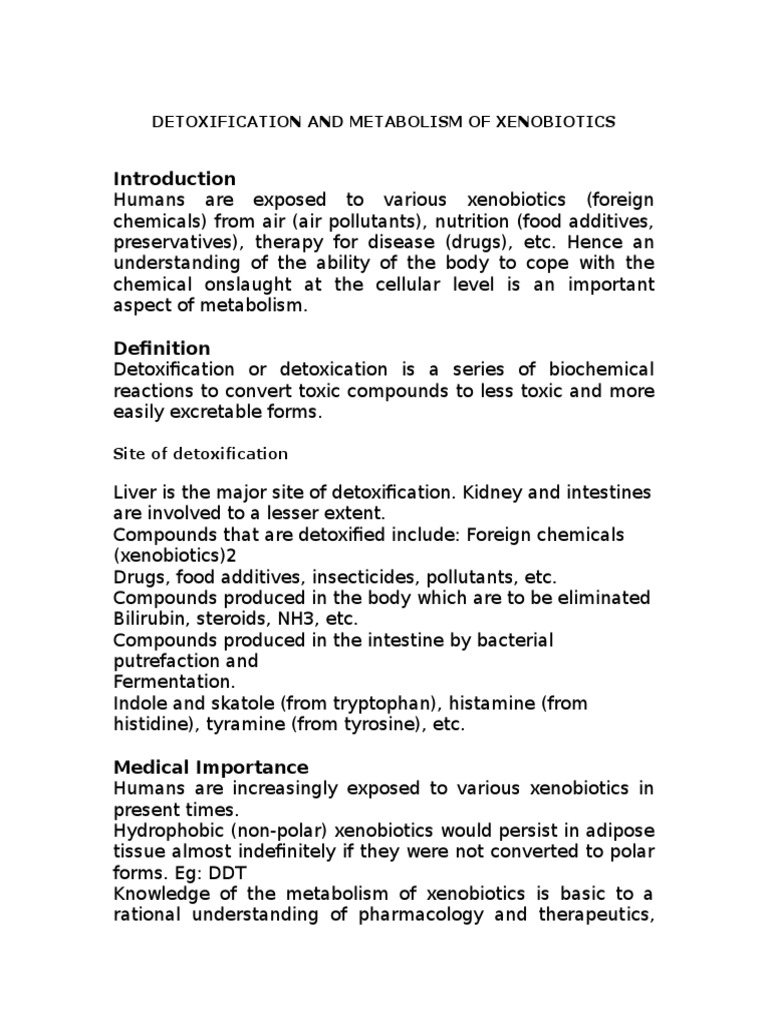 Concepts of Detoxification | PDF | Drug Metabolism | Chemical Substances