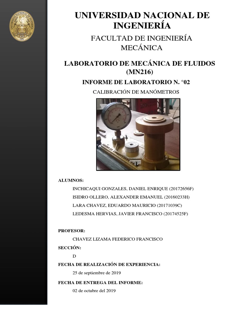 Mecánica de Fluidos Informe 2 Version Final | Descargar gratis PDF | Medida de presión | Presión