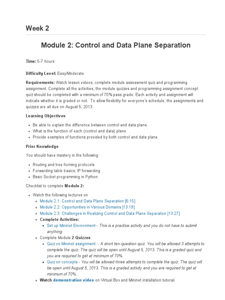 Week 2 Software Defined Networking Pdf Computer Network Quiz