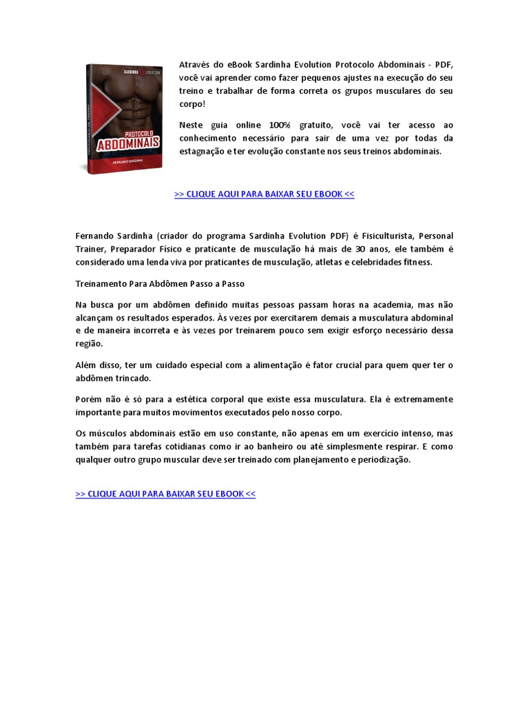 Protocolo Abdominais - Sardinha Evolution PDF DOWNLOAD GRATIS | PDF | Músculo | E-books
