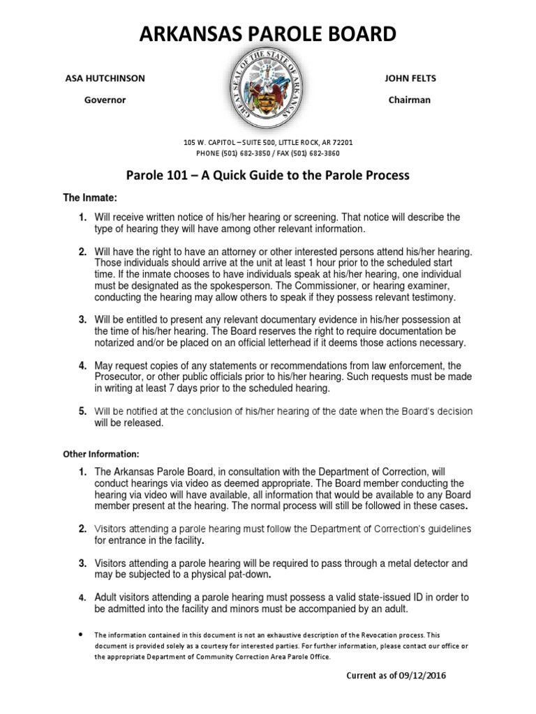 Arkansas Parole Board: Parole 101 - A Quick Guide To The Parole Process ...