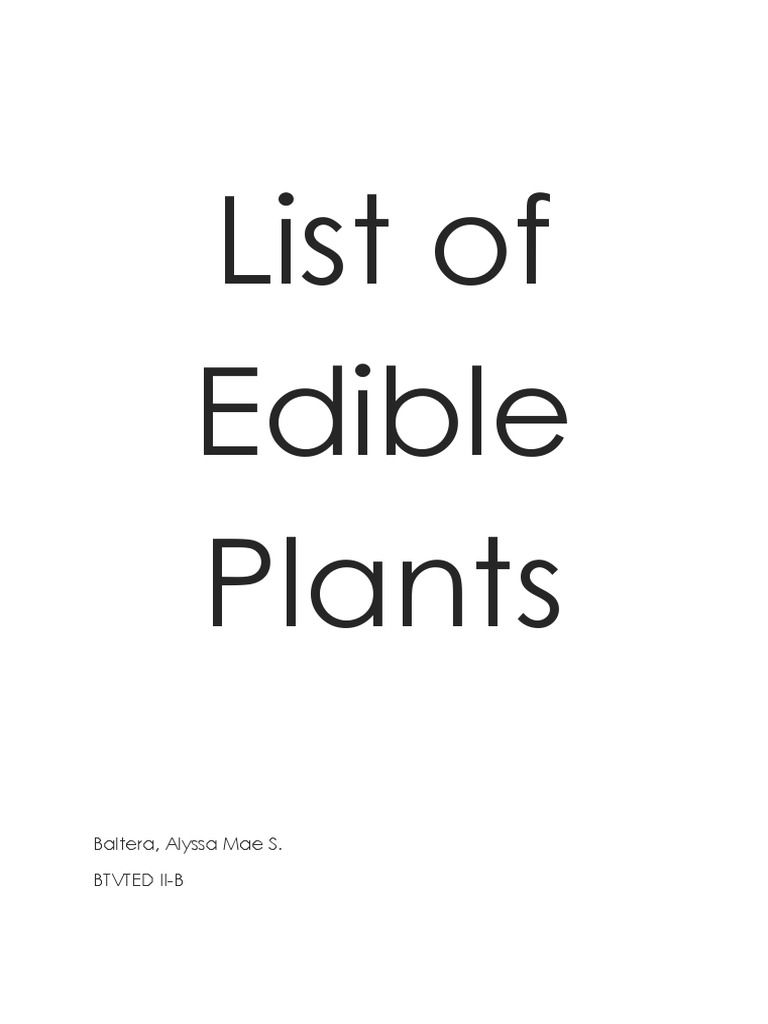 List of Edible Plants | PDF | Edible Plants | Botany