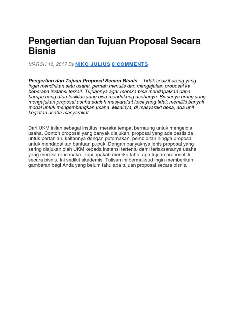 Proposal Bisnis | PDF