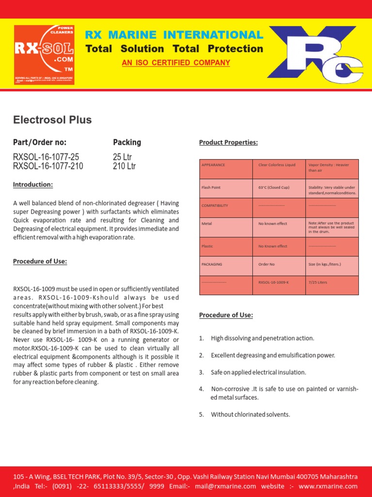 RX Marine International: Electrosol Plus | PDF | Physical Chemistry ...