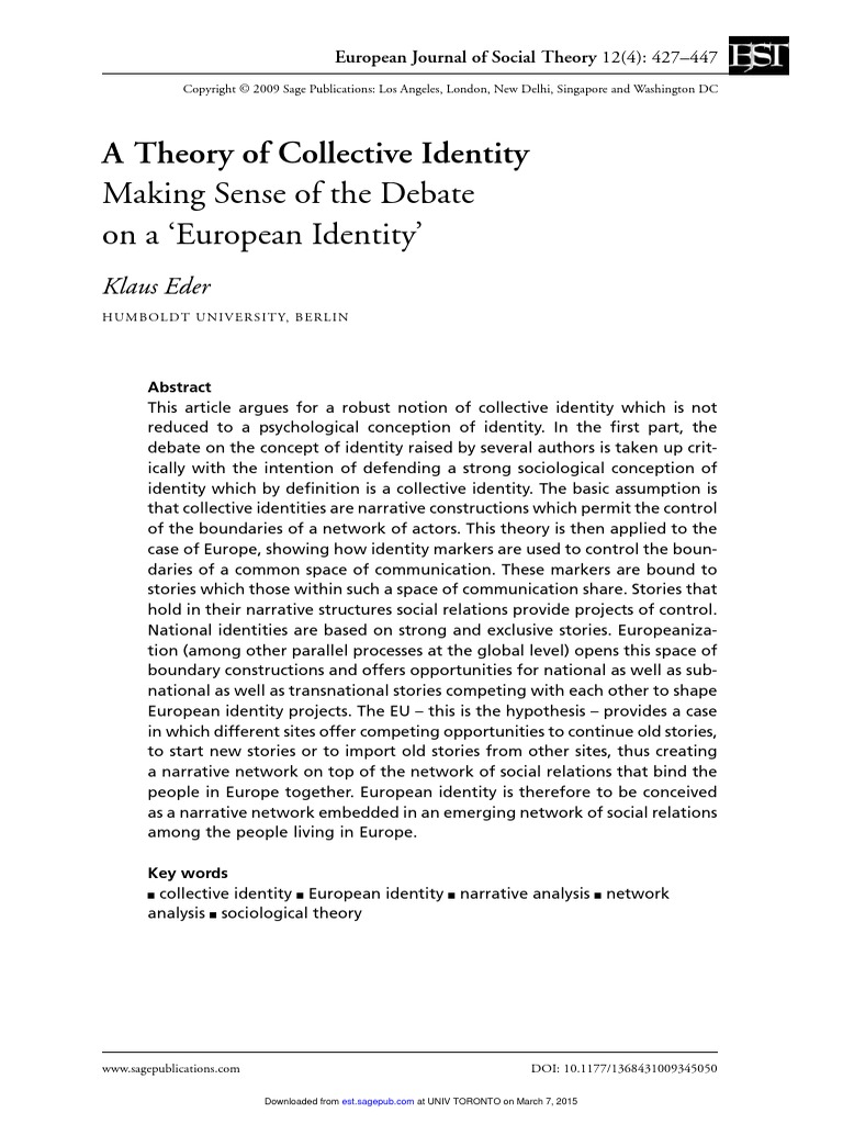Theory of Collective Identity | PDF | Identity (Social Science) | Narrative