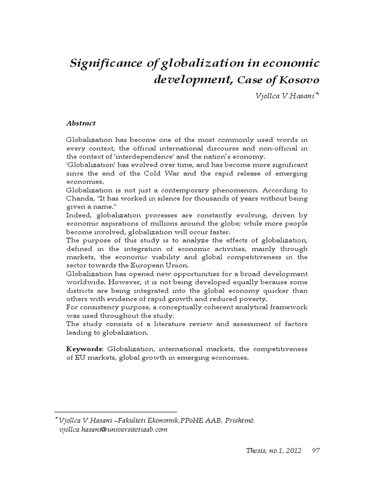 Significance of Globalization in Economic Development | PDF ...