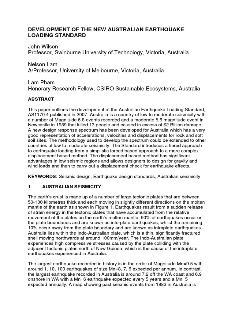 AS1170.4-2007: Australian Earthquake Standard | PDF | Earthquakes ...