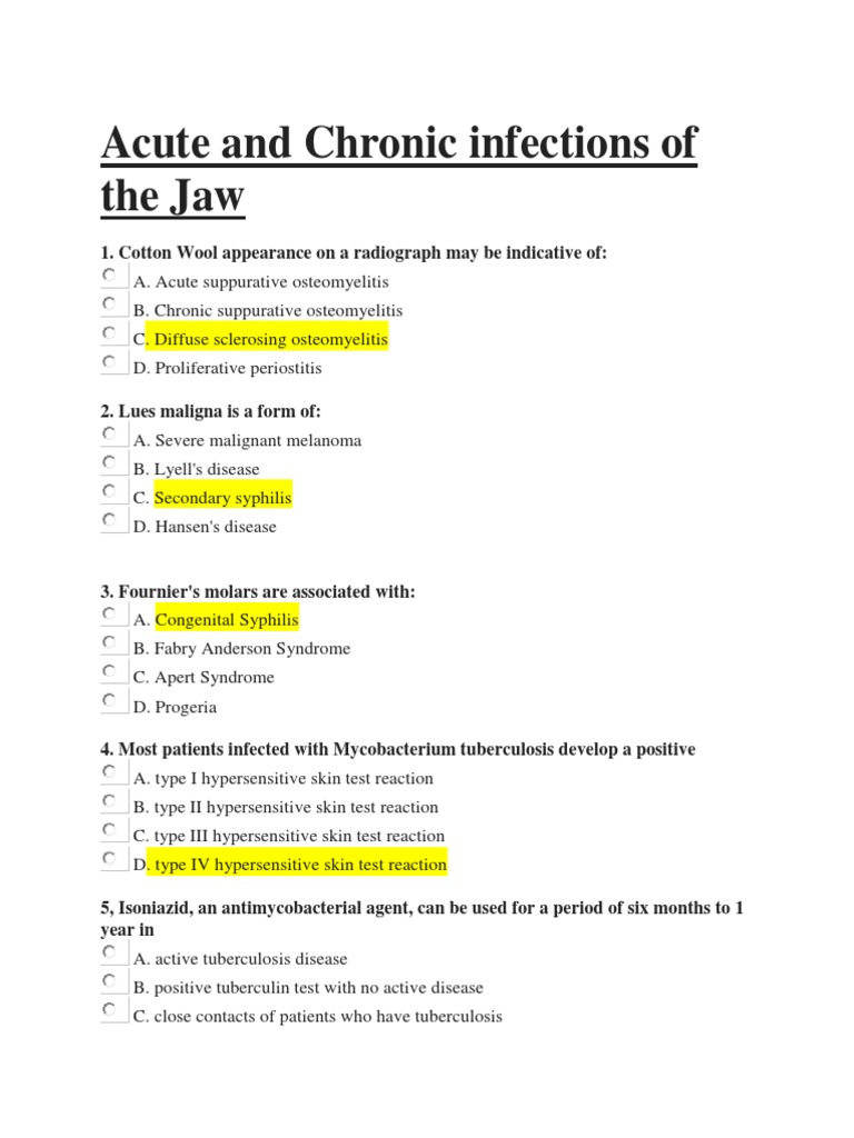 Acute and Chronic Infections of Jaw | PDF | Dental Anatomy | Mouth