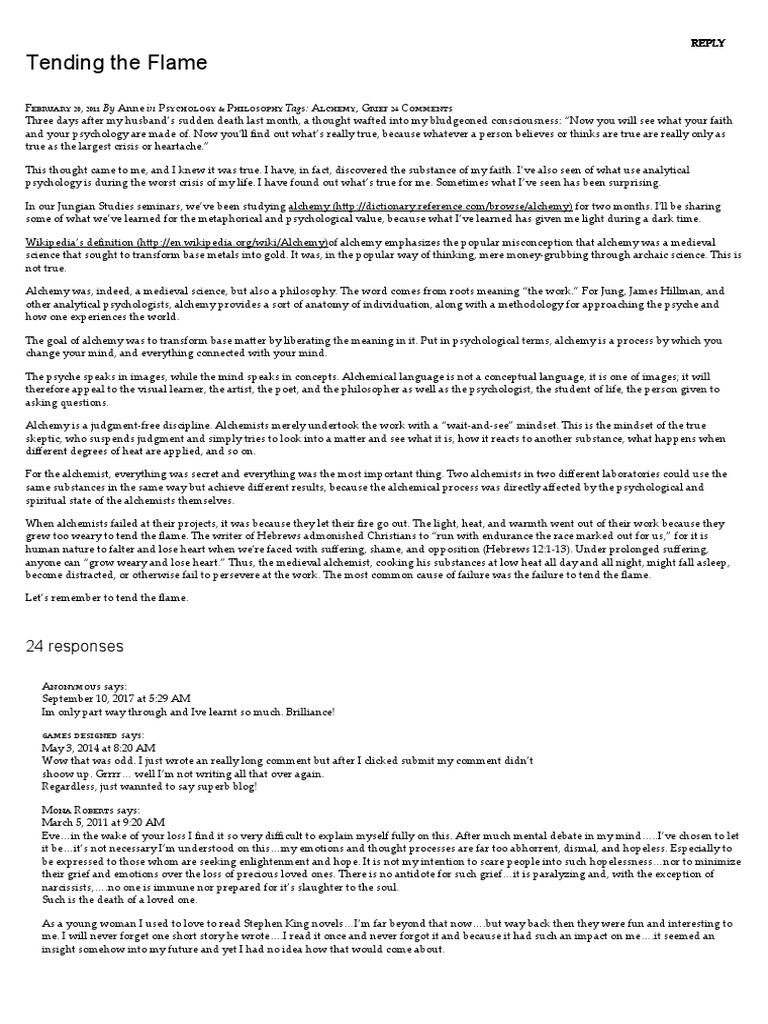 Tending The Flame The Third Eve Pdf Alchemy Analytical Psychology