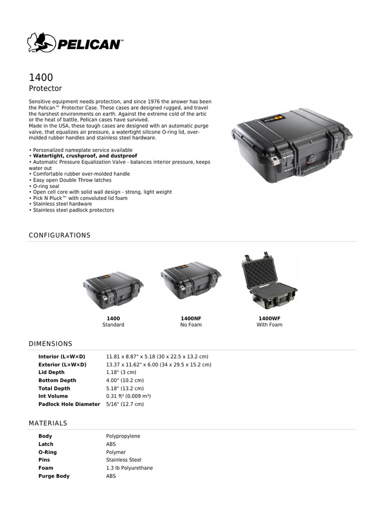 Pelican 1400 Cases | PDF | Foam | Building Materials