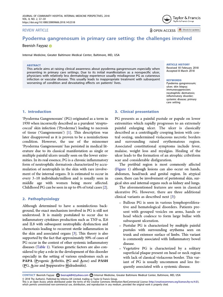 Pyoderma Gangrenosum in Primary Care Setting: The Challenges Involved | PDF | Wound | Biopsy