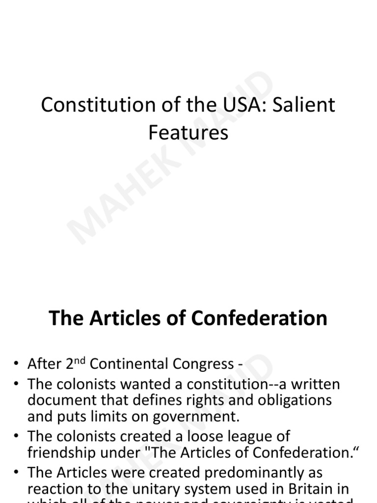 Key Features of the U.S. Constitution | PDF | United States ...