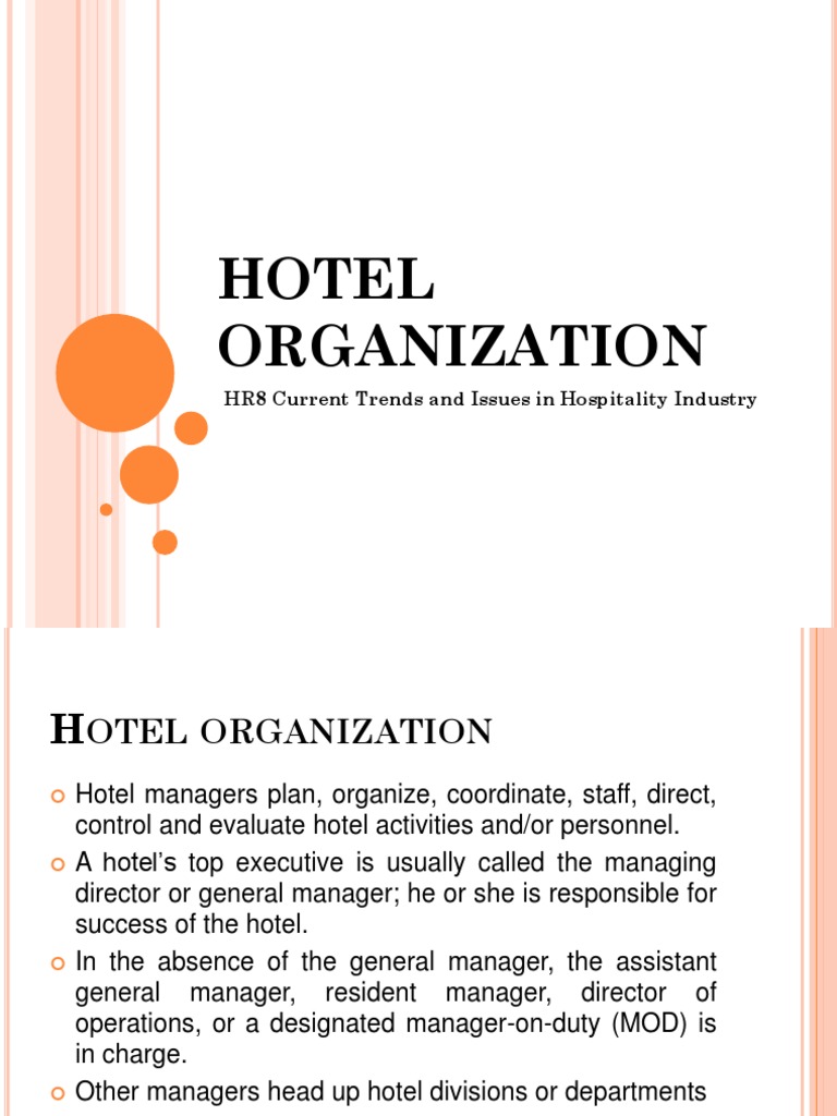 The Organizational Structure and Key Departments of a Hotel | PDF ...