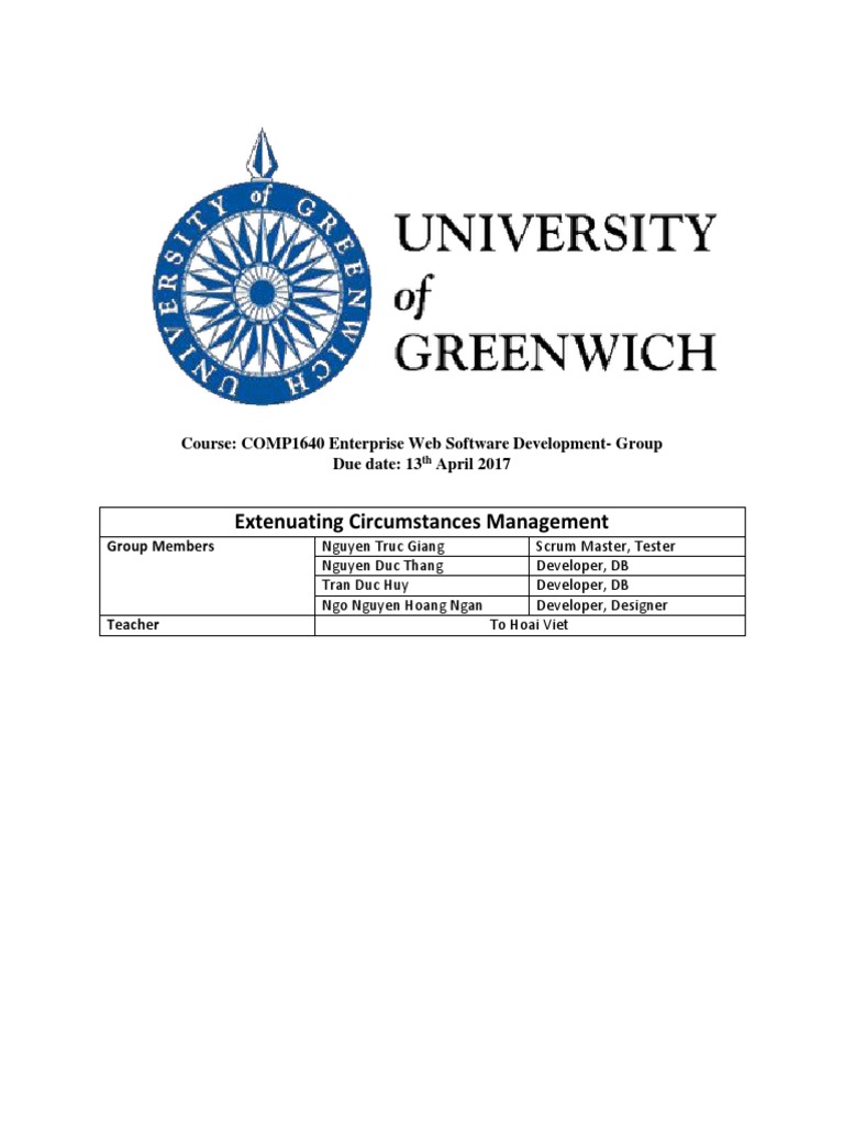 Extenuating Circumstances Management: Course: COMP1640 Enterprise Web Software Development-Group ...
