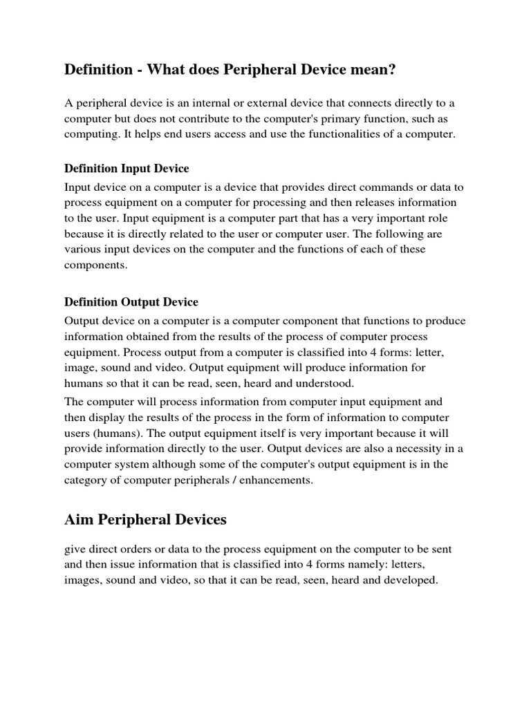 Definition - What Does Peripheral Device Mean? | PDF | Usb Flash Drive ...