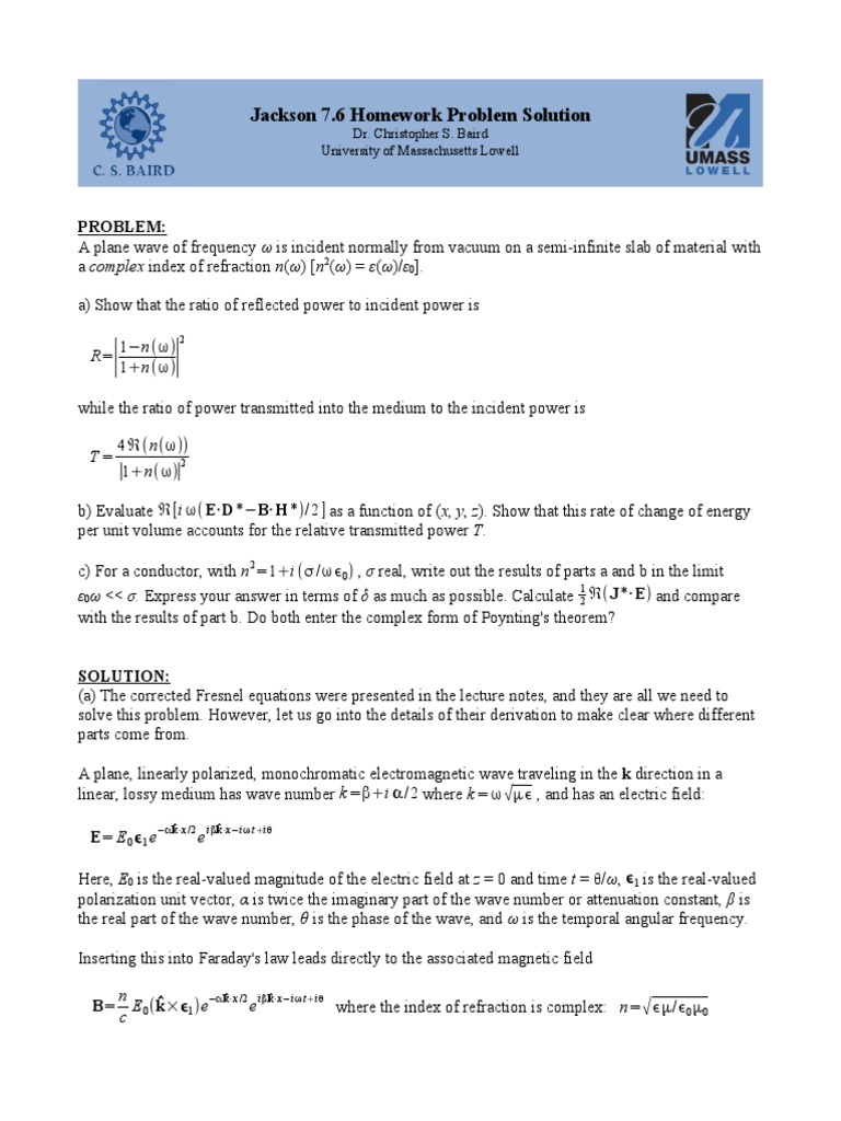 Jackson 7.6 Homework Problem Solution | PDF | Waves | Physical Phenomena