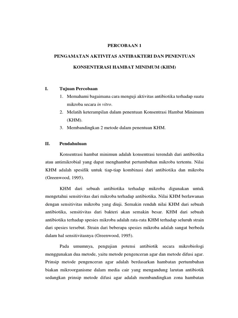 Laporan Farmakologi Pengamatan Aktivitas Antibakteri Dan Penentuan Konsenterasi Hambat Minimum ...