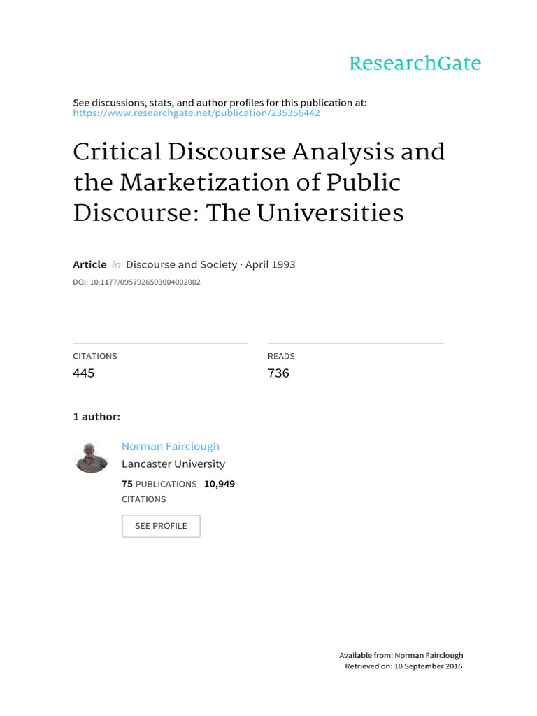Marketization of University Discourse | PDF | Social Science | History