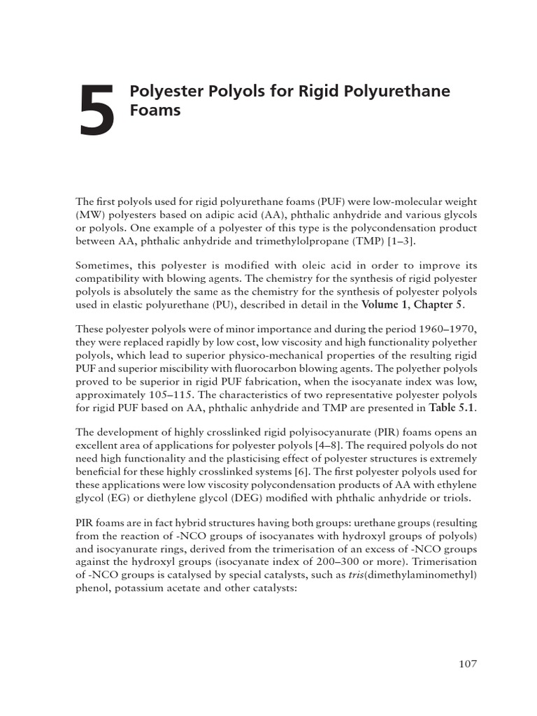 Polyester Polyols For Rigid Polyurethane Foams | PDF | Polyurethane | Ester