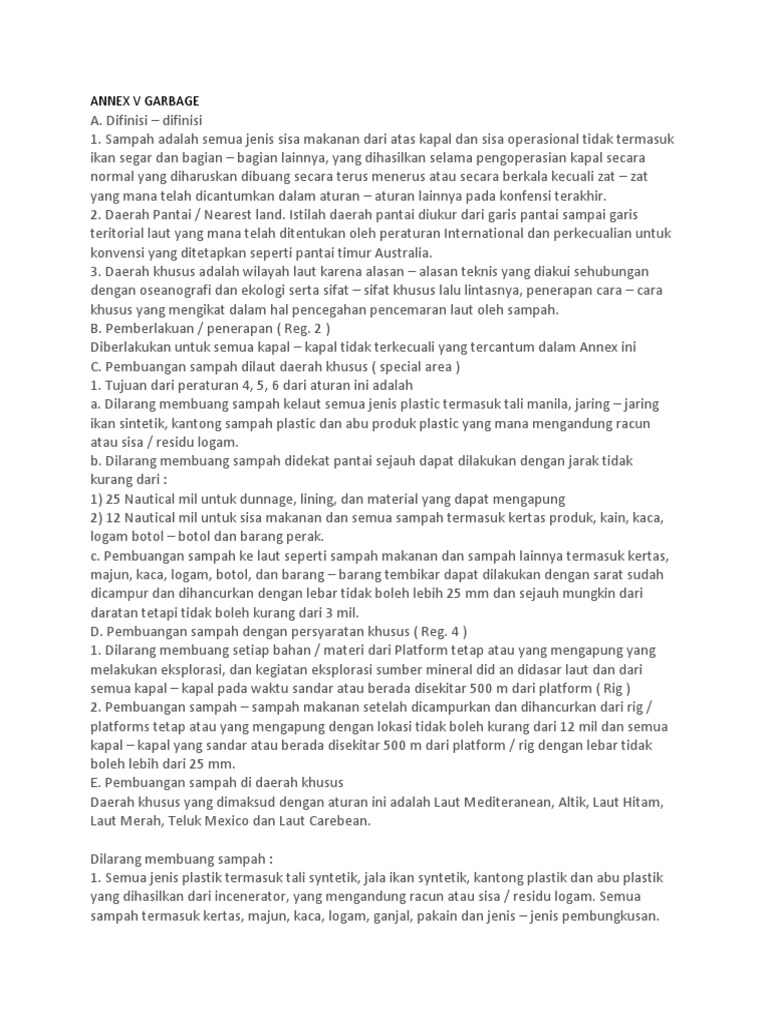 Annex V Garbage | PDF