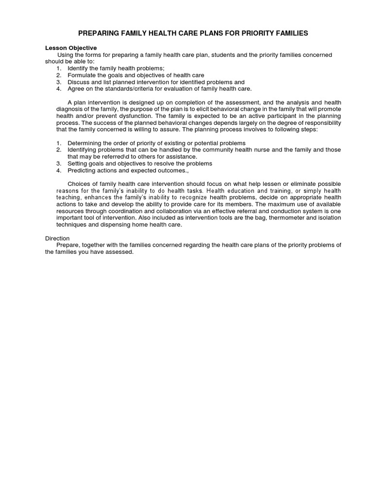 Family Nursing Care Plan | PDF | Health Care | Nursing