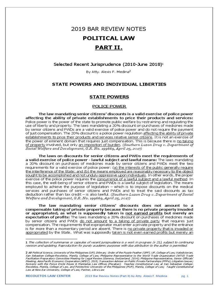 Political Law Reviewer Bar 2019 Par 2 V 21 by Atty. Alexis Medina RECOLETOS | PDF | Suspect ...
