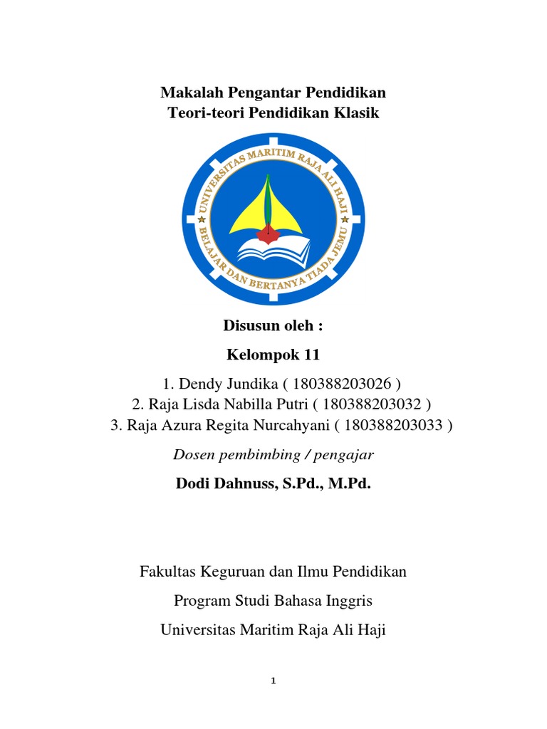 Makalah Teori-Teori Pendidikan Klasik | PDF | Ilmu Sosial | Filsafat