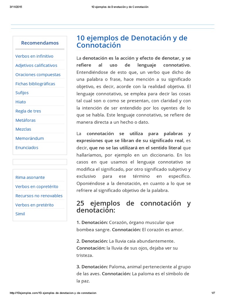 10 Ejemplos de Denotación y de Connotación | Connotación | Verbo