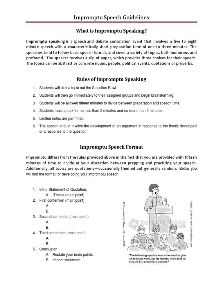 Impromptu Speech Guidelines and Format | PDF | Career & Growth