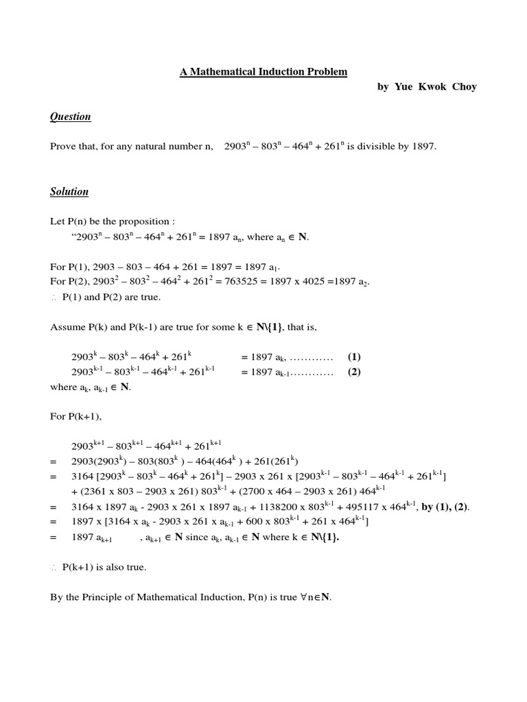 A Mathematical Induction Problem | PDF