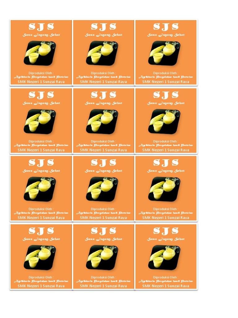 Label Susu Jagung | PDF
