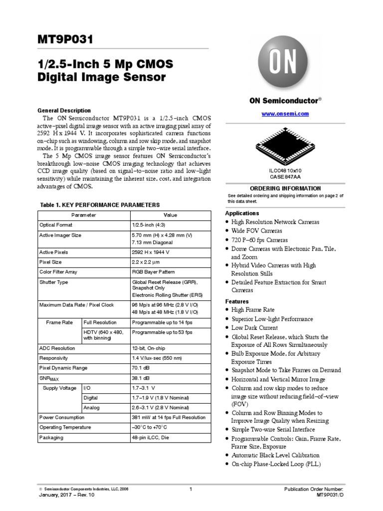 MT9P031 D PDF | PDF | Digital Camera | Pixel