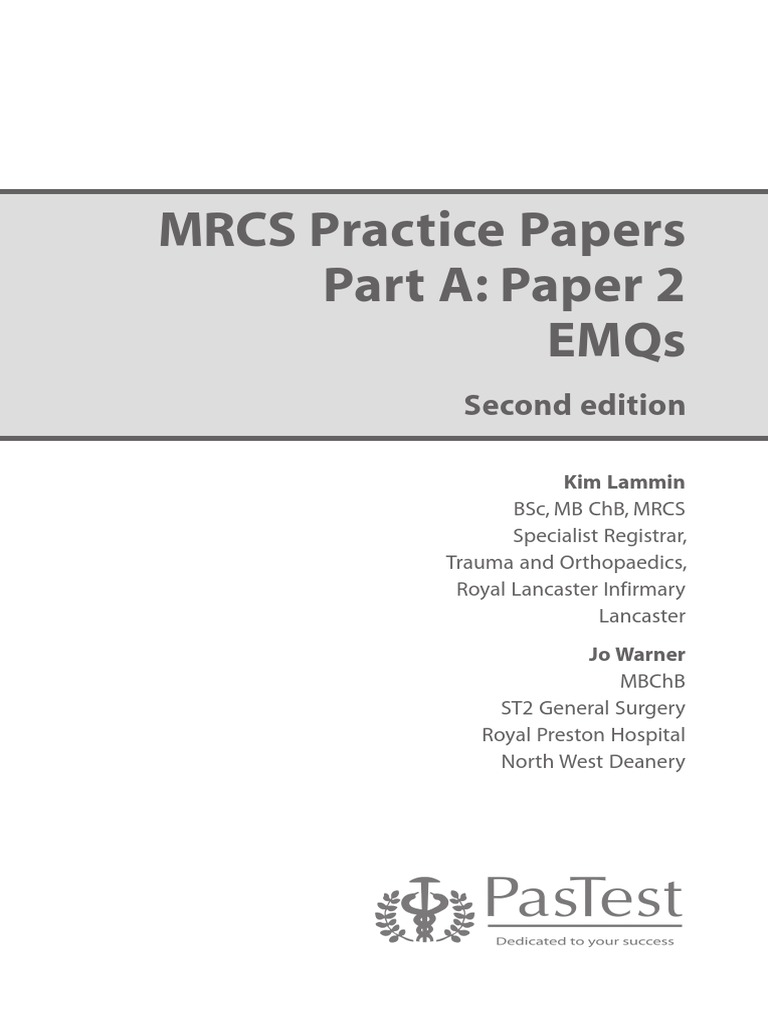 MRCS Practice Papers Part A: Paper 2 Emqs: Second Edition | PDF ...