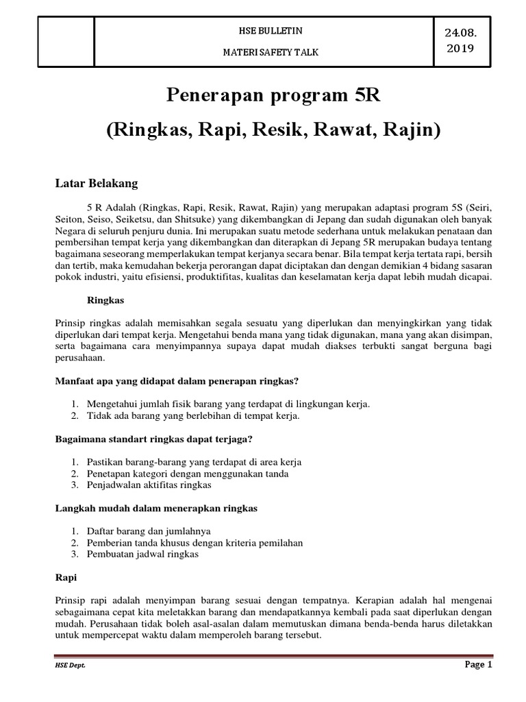 Safety Talk 5R | PDF