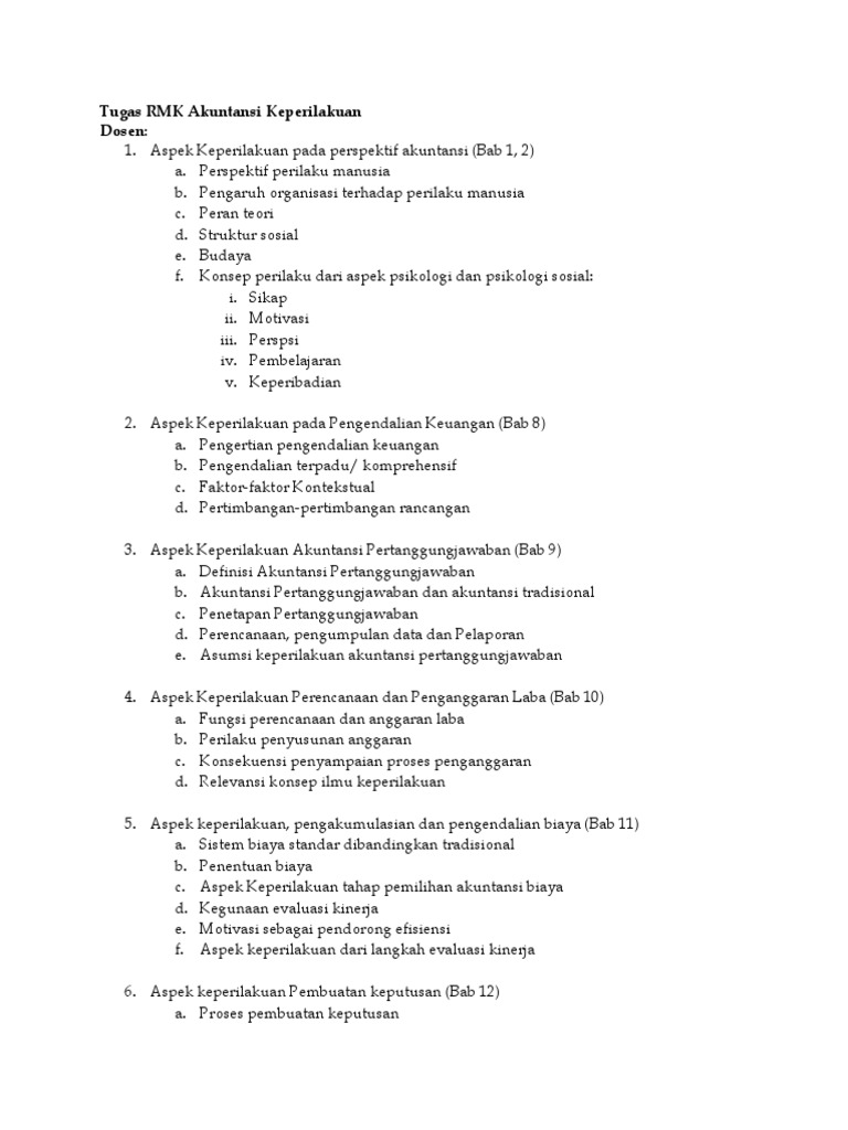 SAP Dan Tugas RMK AKuntansi Keperilakuan | PDF