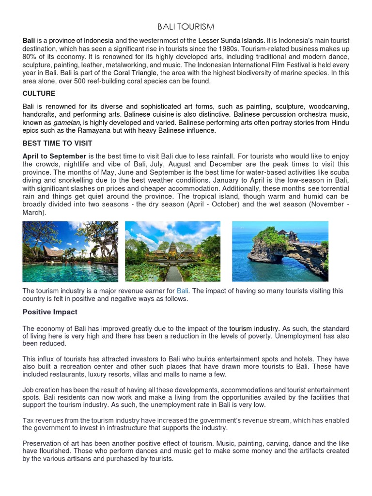 Bali's Thriving Tourism Industry: Economic Growth Through Cultural ...